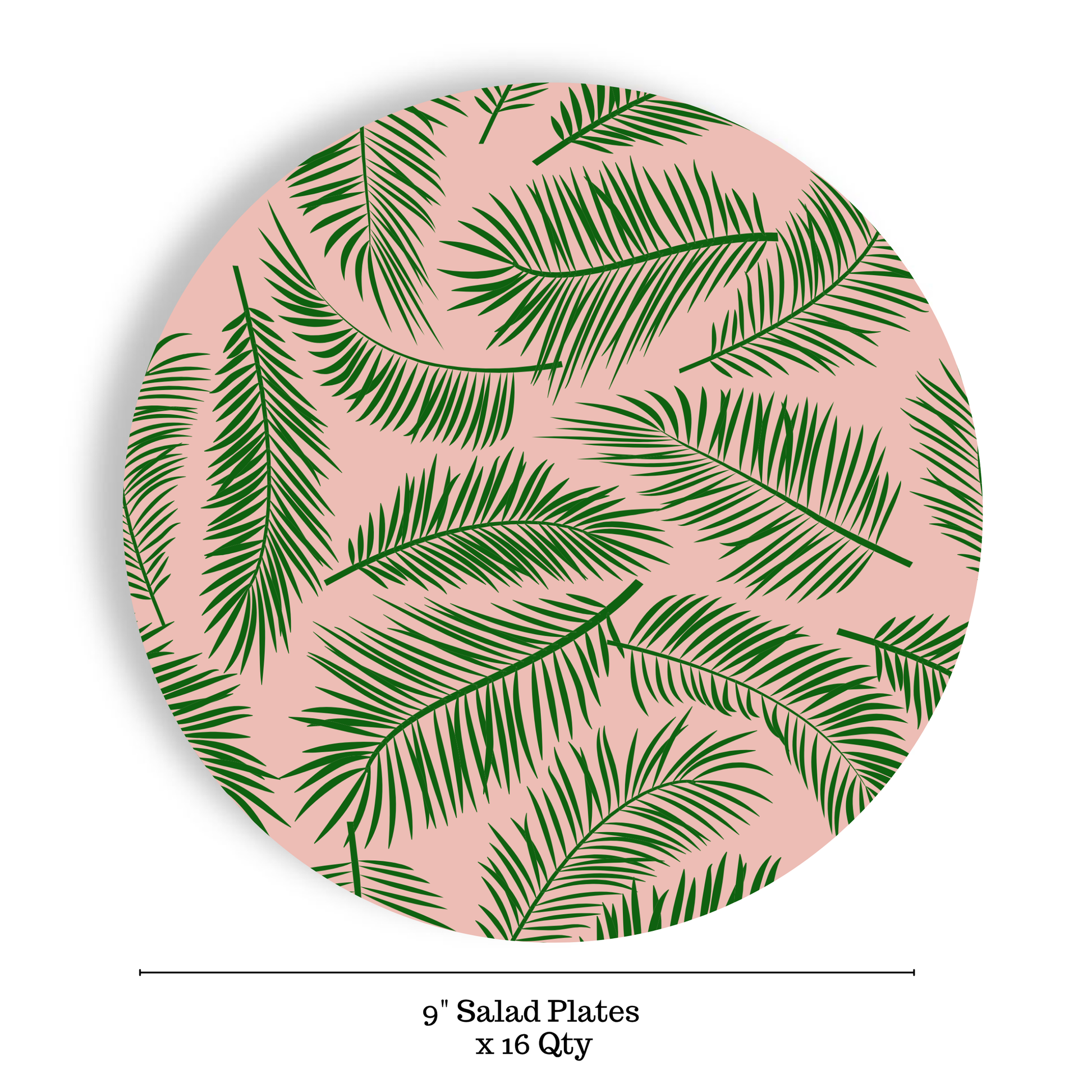 Tropical 16ct 9" Paper Plates – Salad/Dinner Separates – Palms
