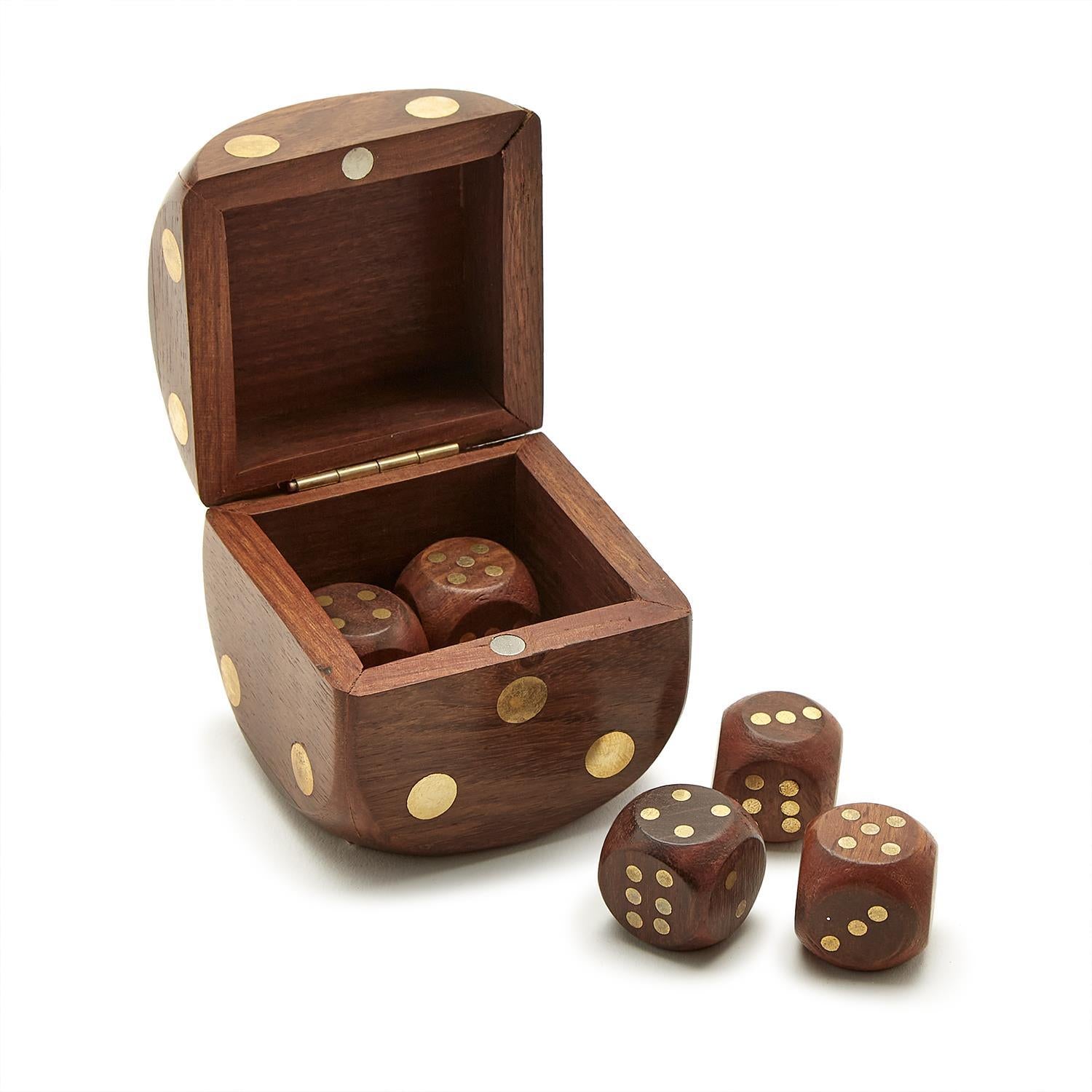 Wood Crafted Dice Box with 6 Dice – Palms